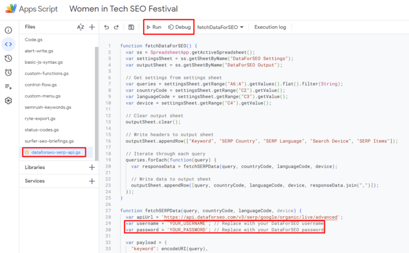 Google Apps Script for SEO automation: How to connect to a SERP API ...